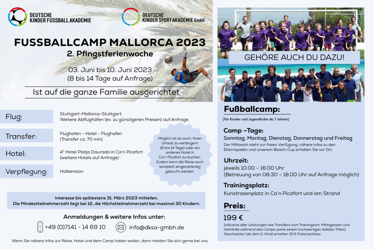 Fußballcamp Mallorca 2023 - Deutsche Kinder Sport Akademie